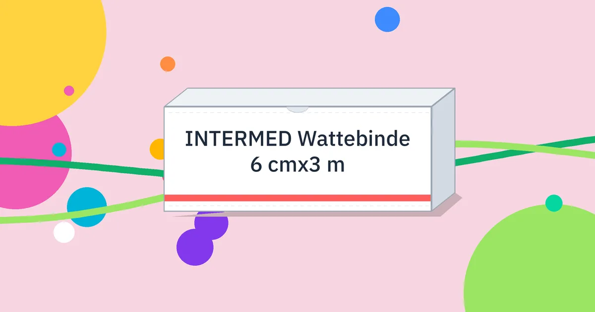 Symbolbild: Packung mit der Aufschrift INTERMED Wattebinde 6 cmx3 m (PZN 19661419) – Verfügbarkeit und Bezug in Apotheken in Frankfurt am Main