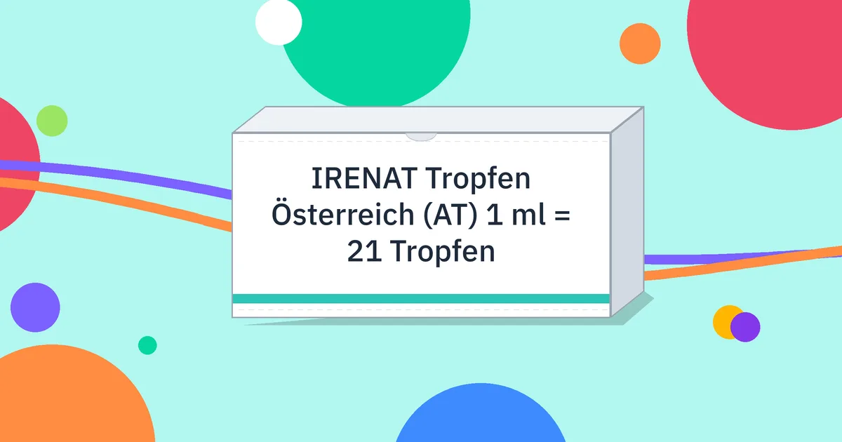 Symbolbild: Packung mit der Aufschrift IRENAT Tropfen Österreich (AT) 1 ml = 21 Tropfen (PZN 19302608) – Verfügbarkeit und Bezug in Apotheken in Frankfurt am Main