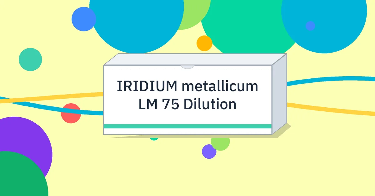 Symbolbild: Packung mit der Aufschrift IRIDIUM metallicum LM 75 Dilution (PZN 12913705) – Verfügbarkeit und Bezug in Apotheken in Frankfurt am Main