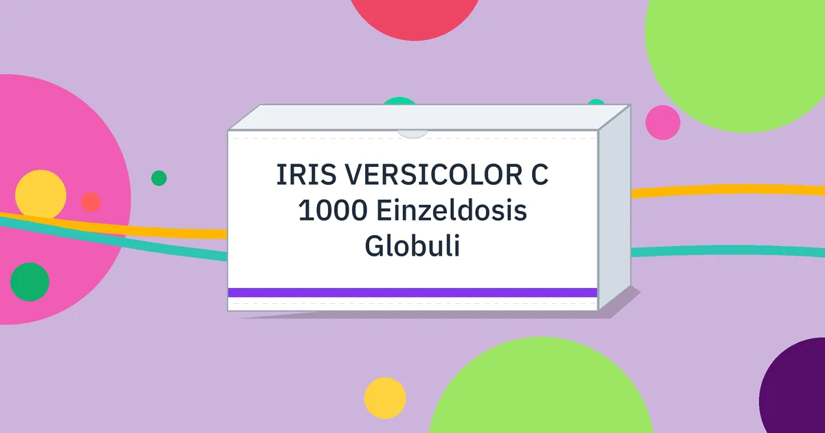 Symbolbild: Packung mit der Aufschrift IRIS VERSICOLOR C 1000 Einzeldosis Globuli (PZN 02694254) – Verfügbarkeit und Bezug in Apotheken in Frankfurt am Main