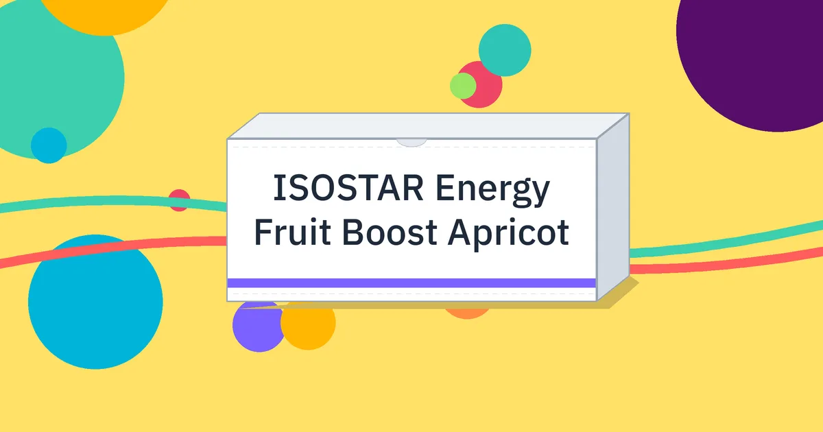 Symbolbild: Packung mit der Aufschrift ISOSTAR Energy Fruit Boost Apricot (PZN 20782513) – Verfügbarkeit und Bezug in Apotheken in Frankfurt am Main