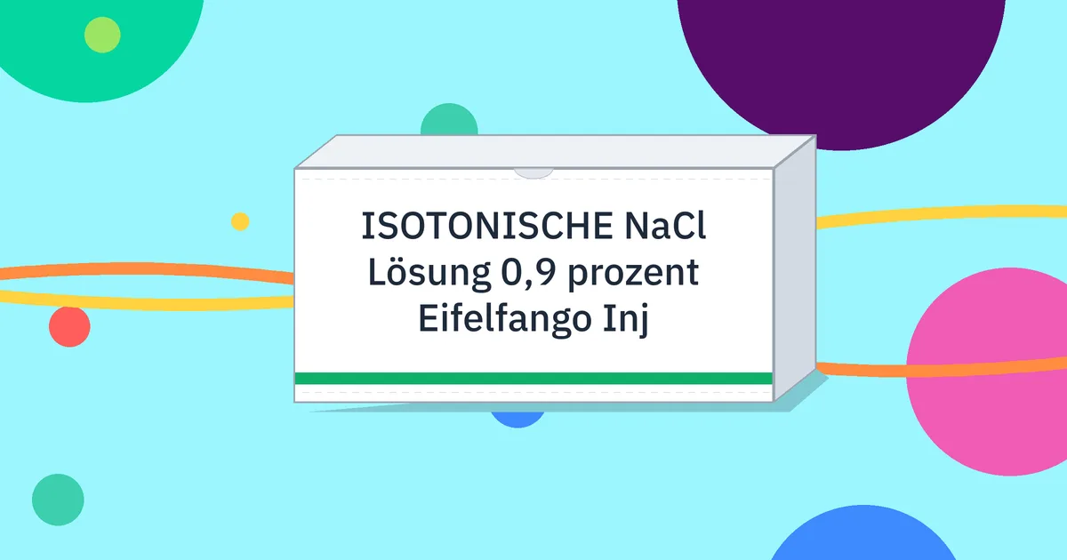 Symbolbild: Packung mit der Aufschrift ISOTONISCHE NaCl Lösung 0,9 prozent Eifelfango Inj (PZN 00874199) – Verfügbarkeit und Bezug in Apotheken in Frankfurt am Main