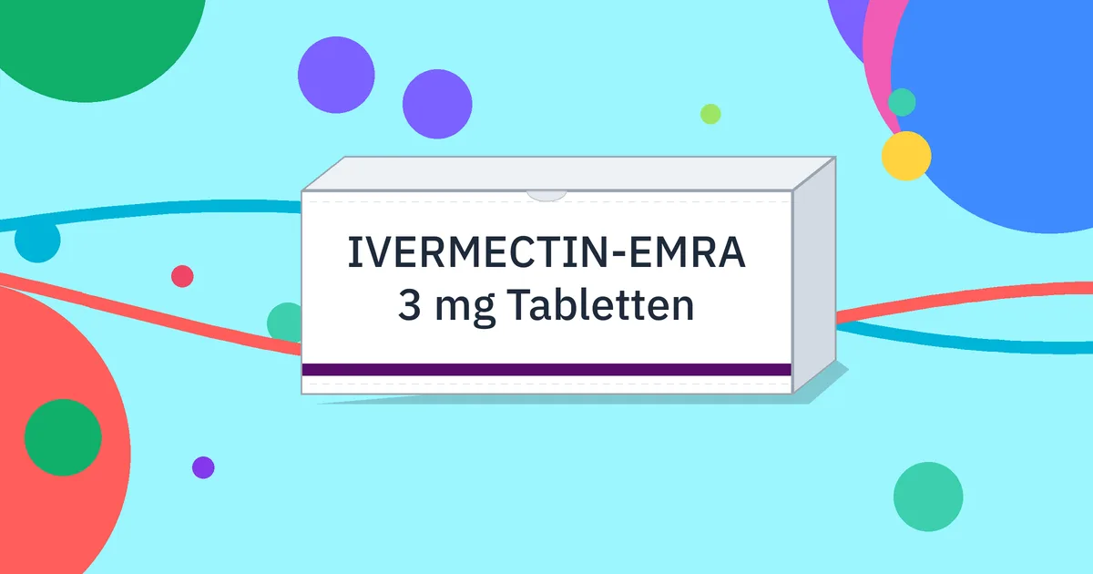 Symbolbild: Packung mit der Aufschrift IVERMECTIN-EMRA 3 mg Tabletten (PZN 20009368) – Verfügbarkeit und Bezug in Apotheken in Frankfurt am Main