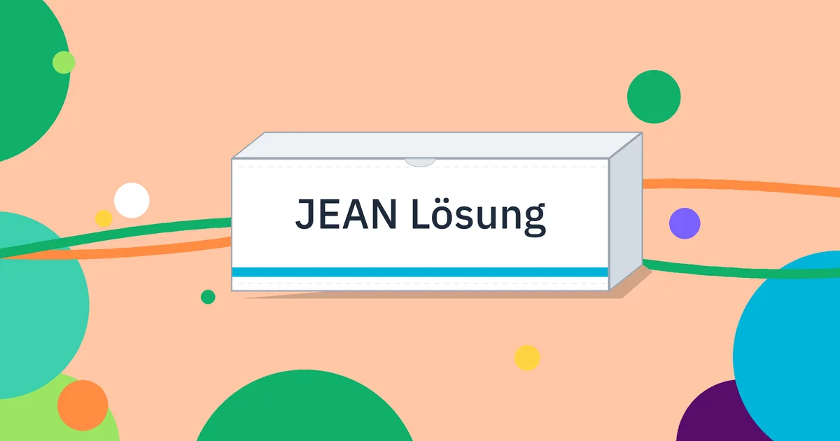 Symbolbild: Packung mit der Aufschrift JEAN Lösung (PZN 04982951) – Verfügbarkeit und Bezug in Apotheken in Frankfurt am Main