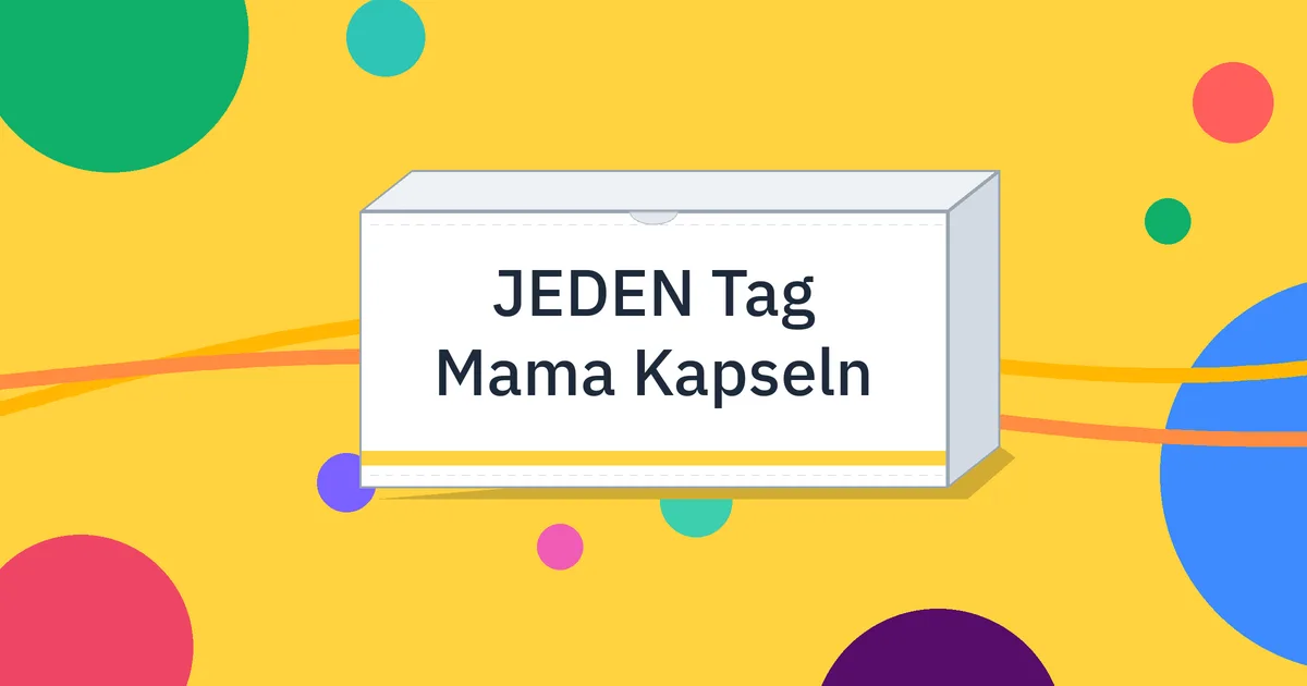 Symbolbild: Packung mit der Aufschrift JEDEN Tag Mama Kapseln (PZN 17965291) – Verfügbarkeit und Bezug in Apotheken in Frankfurt am Main