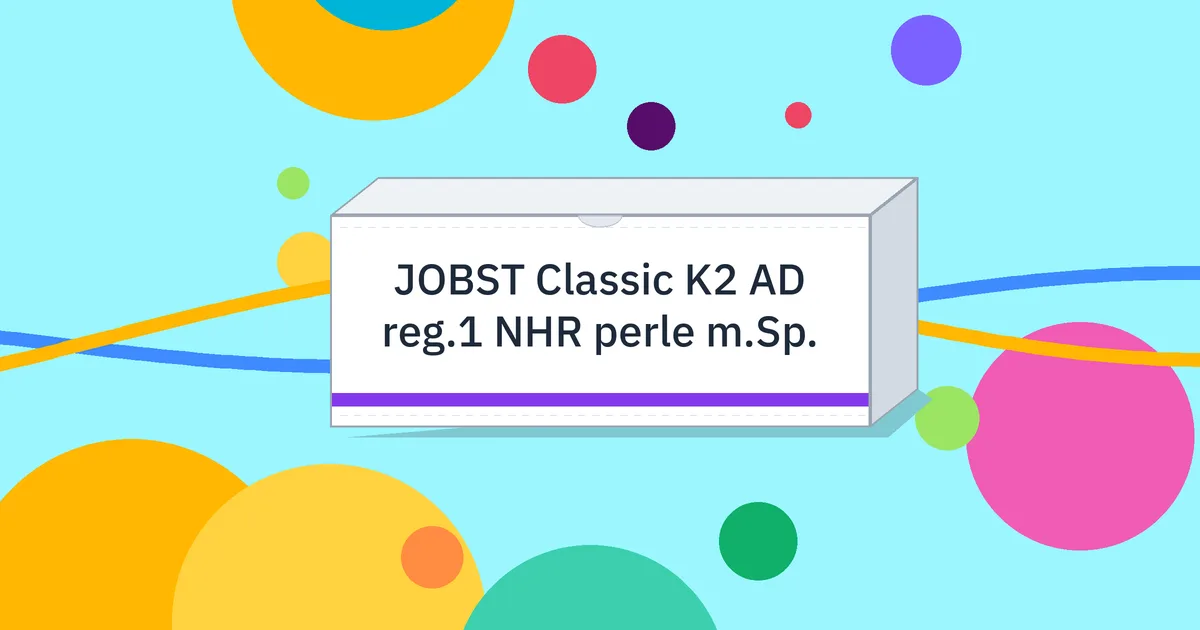 Symbolbild: Packung mit der Aufschrift JOBST Classic K2 AD reg.1 NHR perle m.Sp. (PZN 13061641) – Verfügbarkeit und Bezug in Apotheken in Frankfurt am Main