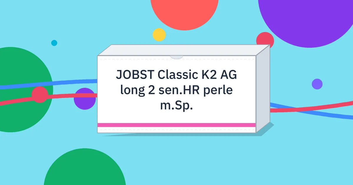 Symbolbild: Packung mit der Aufschrift JOBST Classic K2 AG long 2 sen.HR perle m.Sp. (PZN 17959014) – Verfügbarkeit und Bezug in Apotheken in Frankfurt am Main