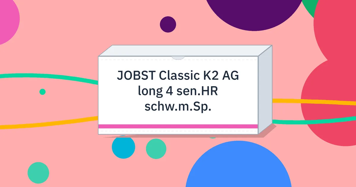Symbolbild: Packung mit der Aufschrift JOBST Classic K2 AG long 4 sen.HR schw.m.Sp. (PZN 17959250) – Verfügbarkeit und Bezug in Apotheken in Frankfurt am Main