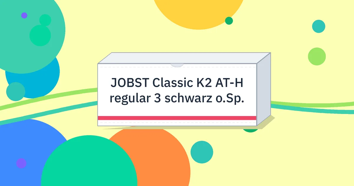 Symbolbild: Packung mit der Aufschrift JOBST Classic K2 AT-H regular 3 schwarz o.Sp. (PZN 10729044) – Verfügbarkeit und Bezug in Apotheken in Frankfurt am Main