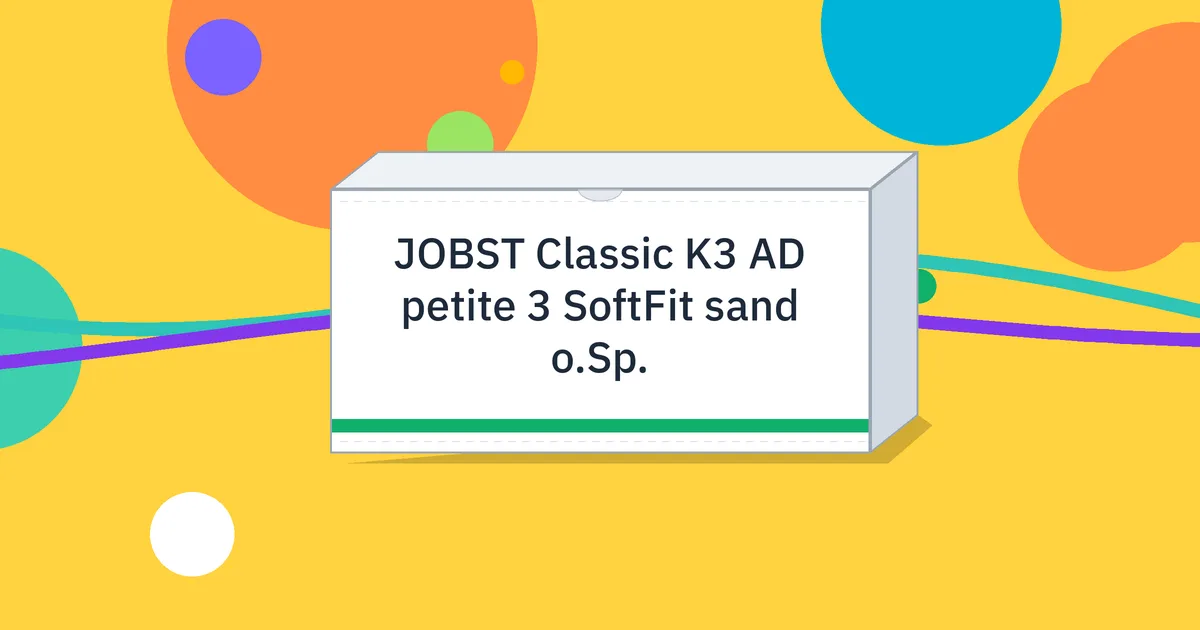 Symbolbild: Packung mit der Aufschrift JOBST Classic K3 AD petite 3 SoftFit sand o.Sp. (PZN 14223229) – Verfügbarkeit und Bezug in Apotheken in Frankfurt am Main