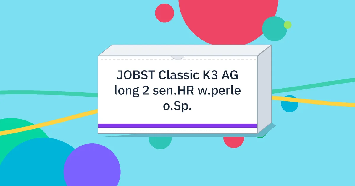 Symbolbild: Packung mit der Aufschrift JOBST Classic K3 AG long 2 sen.HR w.perle o.Sp. (PZN 17958322) – Verfügbarkeit und Bezug in Apotheken in Frankfurt am Main