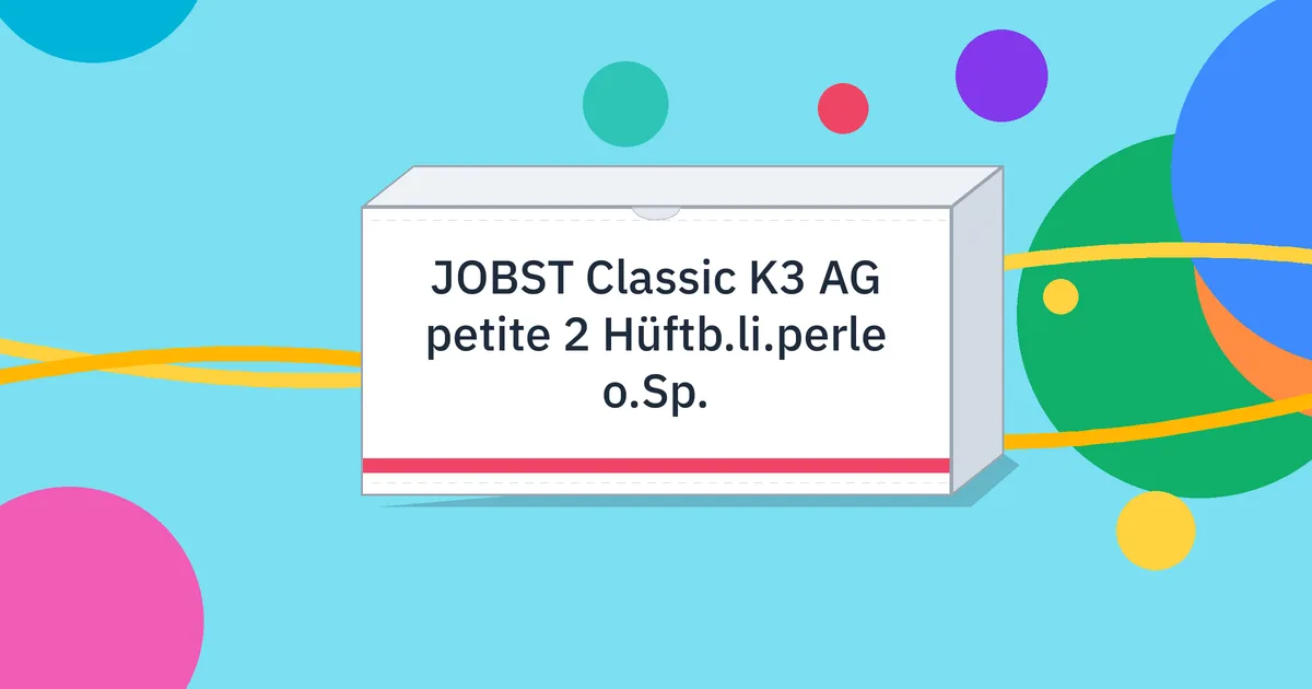 Symbolbild: Packung mit der Aufschrift JOBST Classic K3 AG petite 2 Hüftb.li.perle o.Sp. (PZN 13074336) – Verfügbarkeit und Bezug in Apotheken in Frankfurt am Main