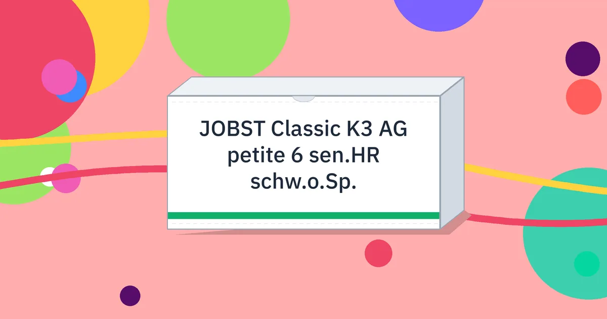 Symbolbild: Packung mit der Aufschrift JOBST Classic K3 AG petite 6 sen.HR schw.o.Sp. (PZN 17956228) – Verfügbarkeit und Bezug in Apotheken in Frankfurt am Main