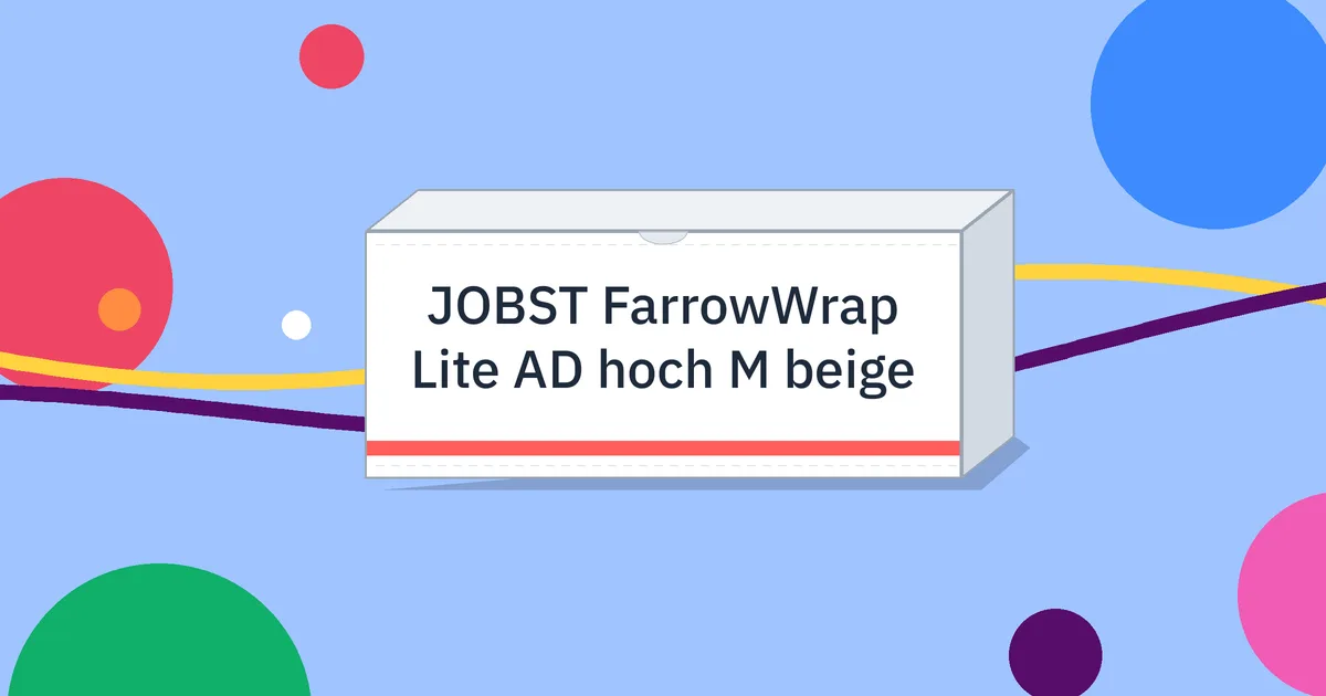 Symbolbild: Packung mit der Aufschrift JOBST FarrowWrap Lite AD hoch M beige (PZN 13870547) – Verfügbarkeit und Bezug in Apotheken in Frankfurt am Main
