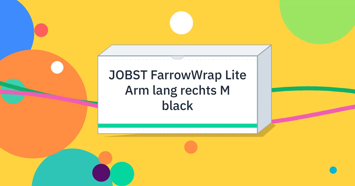 Symbolbild: Packung mit der Aufschrift JOBST FarrowWrap Lite Arm lang rechts M black (PZN 13870286) – Verfügbarkeit und Bezug in Apotheken in Frankfurt am Main