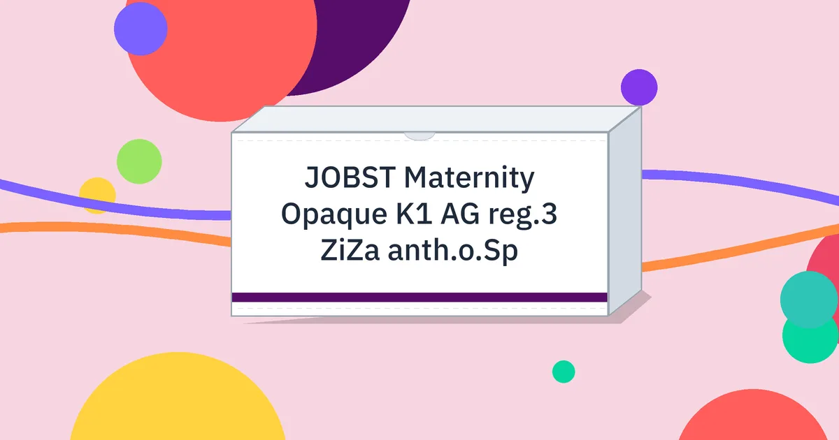 Symbolbild: Packung mit der Aufschrift JOBST Maternity Opaque K1 AG reg.3 ZiZa anth.o.Sp (PZN 15854593) – Verfügbarkeit und Bezug in Apotheken in Frankfurt am Main