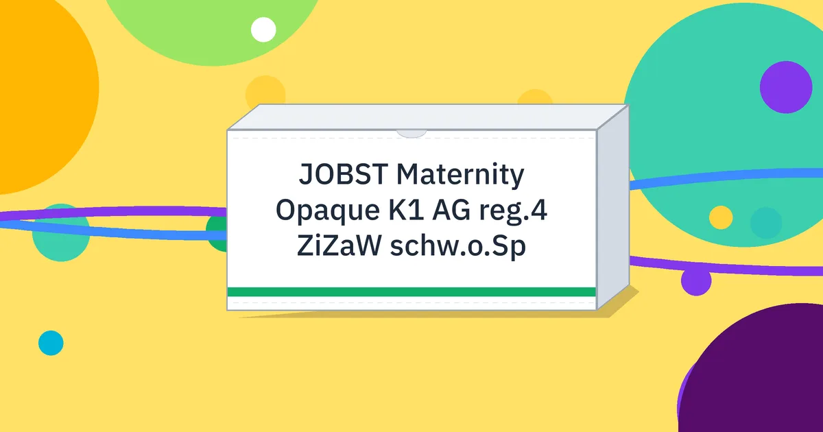 Symbolbild: Packung mit der Aufschrift JOBST Maternity Opaque K1 AG reg.4 ZiZaW schw.o.Sp (PZN 15852393) – Verfügbarkeit und Bezug in Apotheken in Frankfurt am Main