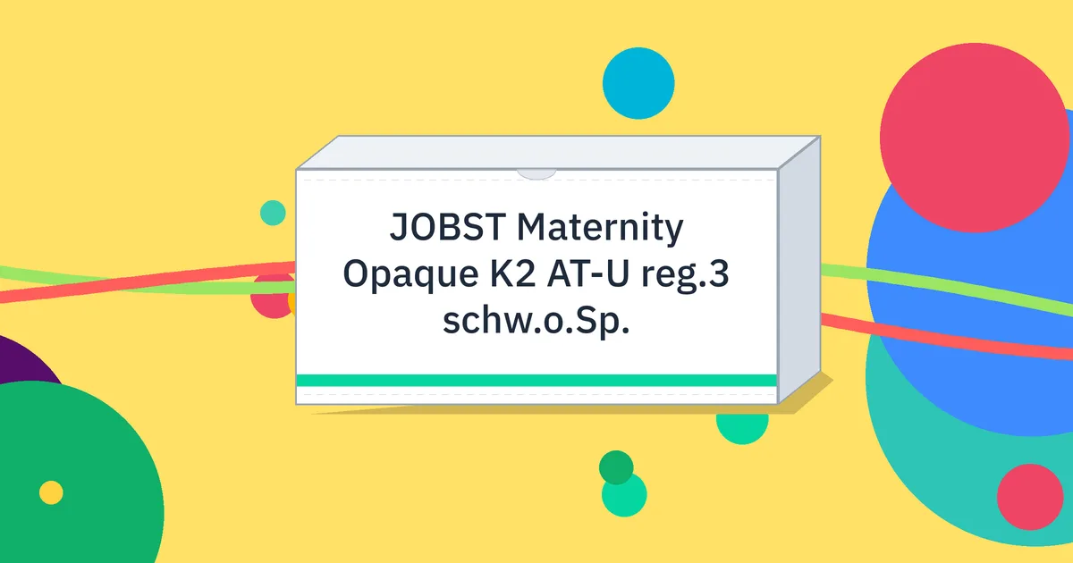 Symbolbild: Packung mit der Aufschrift JOBST Maternity Opaque K2 AT-U reg.3 schw.o.Sp. (PZN 15854009) – Verfügbarkeit und Bezug in Apotheken in Frankfurt am Main