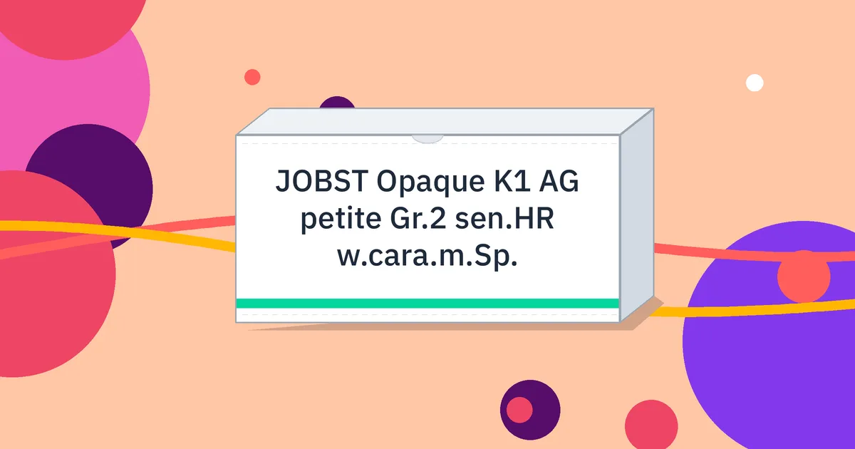 Symbolbild: Packung mit der Aufschrift JOBST Opaque K1 AG petite Gr.2 sen.HR w.cara.m.Sp. (PZN 13085920) – Verfügbarkeit und Bezug in Apotheken in Frankfurt am Main