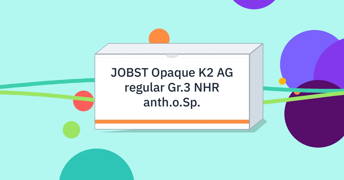 Symbolbild: Packung mit der Aufschrift JOBST Opaque K2 AG regular Gr.3 NHR anth.o.Sp. (PZN 16282779) – Verfügbarkeit und Bezug in Apotheken in Frankfurt am Main