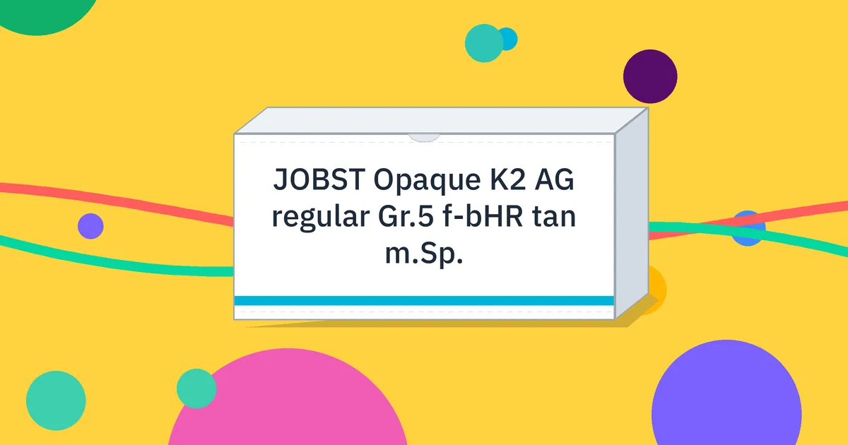 Symbolbild: Packung mit der Aufschrift JOBST Opaque K2 AG regular Gr.5 f-bHR tan m.Sp. (PZN 16280964) – Verfügbarkeit und Bezug in Apotheken in Frankfurt am Main