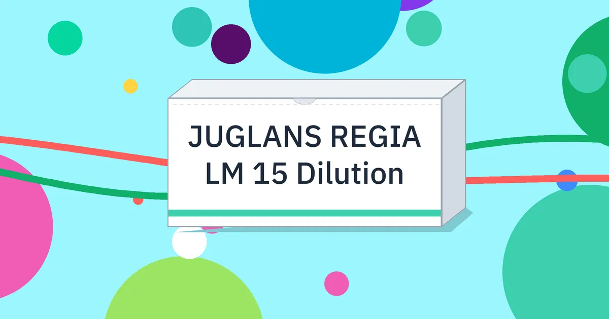 Symbolbild: Packung mit der Aufschrift JUGLANS REGIA LM 15 Dilution (PZN 12916164) – Verfügbarkeit und Bezug in Apotheken in Frankfurt am Main