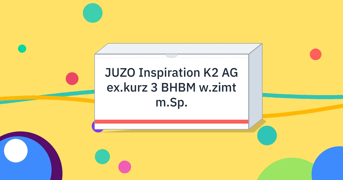 Symbolbild: Packung mit der Aufschrift JUZO Inspiration K2 AG ex.kurz 3 BHBM w.zimt m.Sp. (PZN 14883871) – Verfügbarkeit und Bezug in Apotheken in Frankfurt am Main
