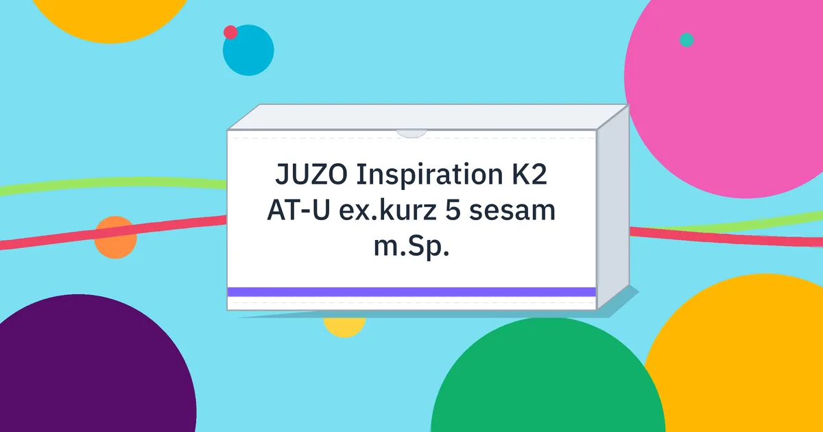 Symbolbild: Packung mit der Aufschrift JUZO Inspiration K2 AT-U ex.kurz 5 sesam m.Sp. (PZN 14952589) – Verfügbarkeit und Bezug in Apotheken in Frankfurt am Main