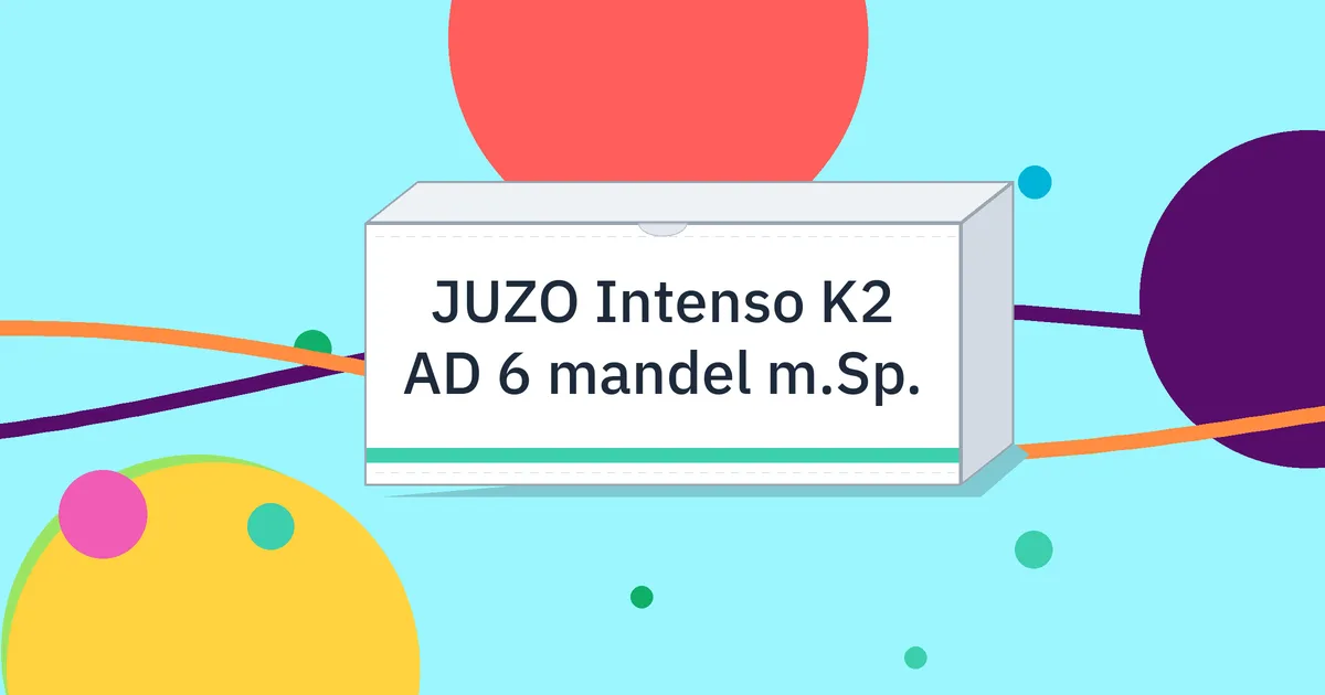 Symbolbild: Packung mit der Aufschrift JUZO Intenso K2 AD 6 mandel m.Sp. (PZN 18606401) – Verfügbarkeit und Bezug in Apotheken in Frankfurt am Main
