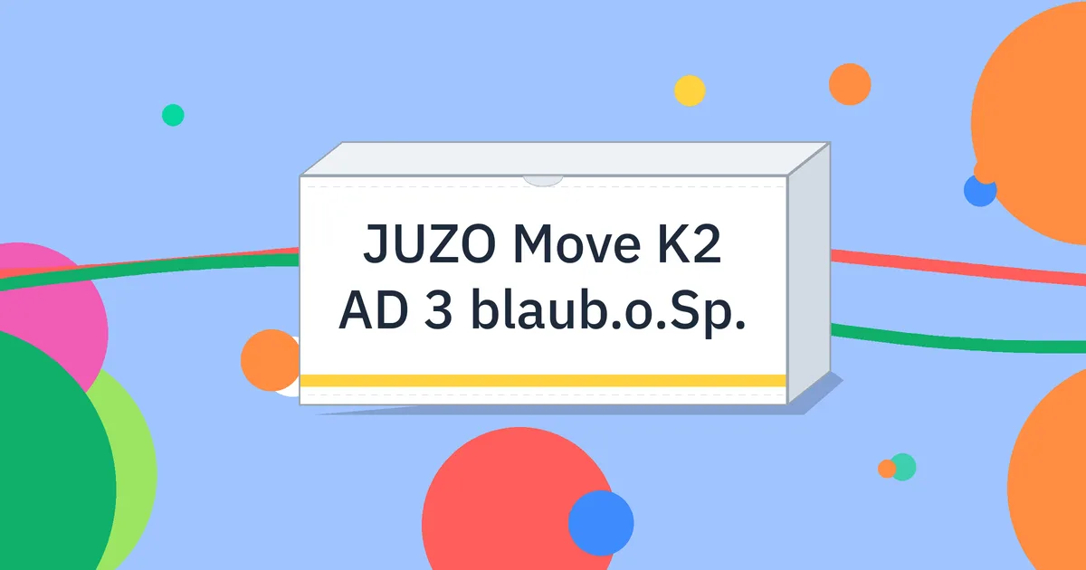 Symbolbild: Packung mit der Aufschrift JUZO Move K2 AD 3 blaub.o.Sp. (PZN 18539484) – Verfügbarkeit und Bezug in Apotheken in Frankfurt am Main