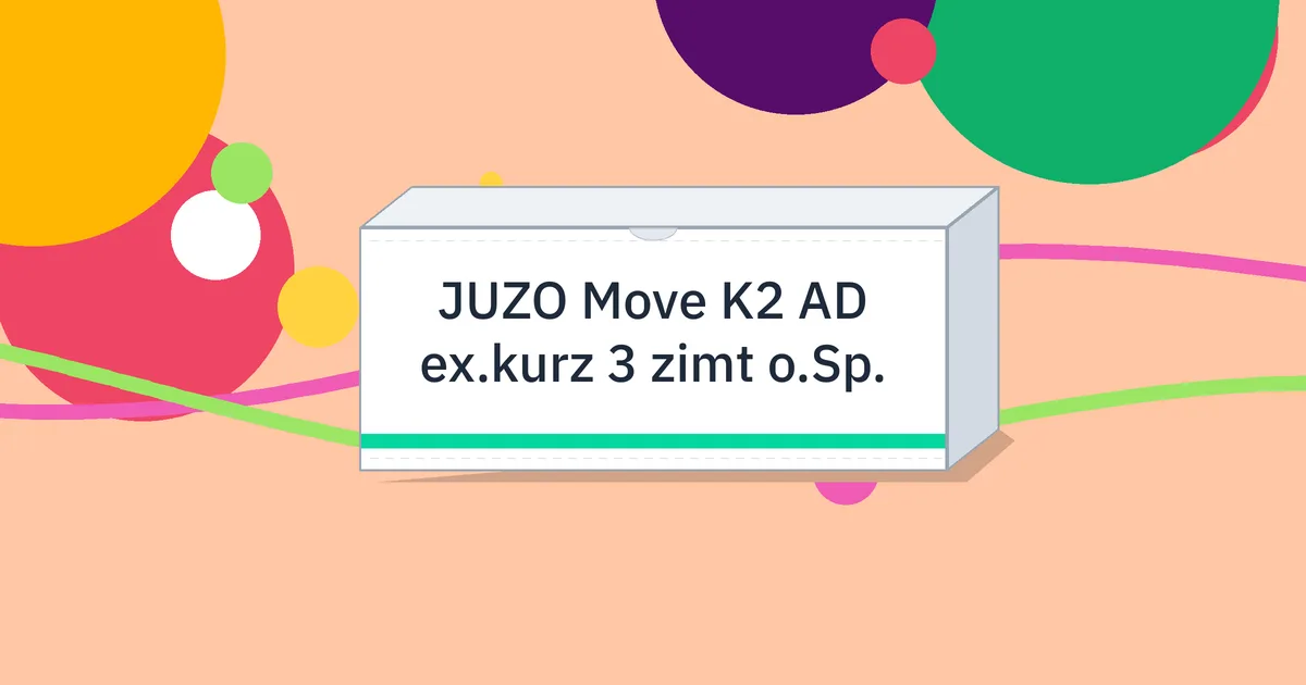 Symbolbild: Packung mit der Aufschrift JUZO Move K2 AD ex.kurz 3 zimt o.Sp. (PZN 18510463) – Verfügbarkeit und Bezug in Apotheken in Frankfurt am Main
