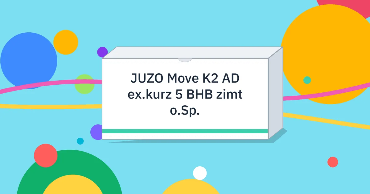 Symbolbild: Packung mit der Aufschrift JUZO Move K2 AD ex.kurz 5 BHB zimt o.Sp. (PZN 18510931) – Verfügbarkeit und Bezug in Apotheken in Frankfurt am Main