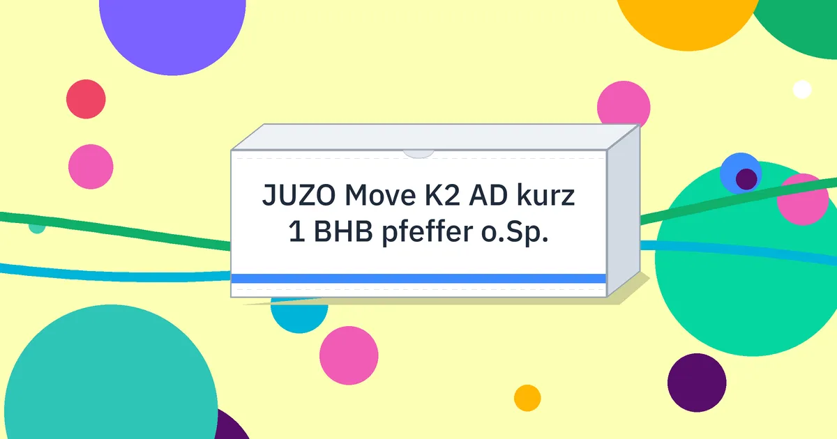 Symbolbild: Packung mit der Aufschrift JUZO Move K2 AD kurz 1 BHB pfeffer o.Sp. (PZN 16341743) – Verfügbarkeit und Bezug in Apotheken in Frankfurt am Main