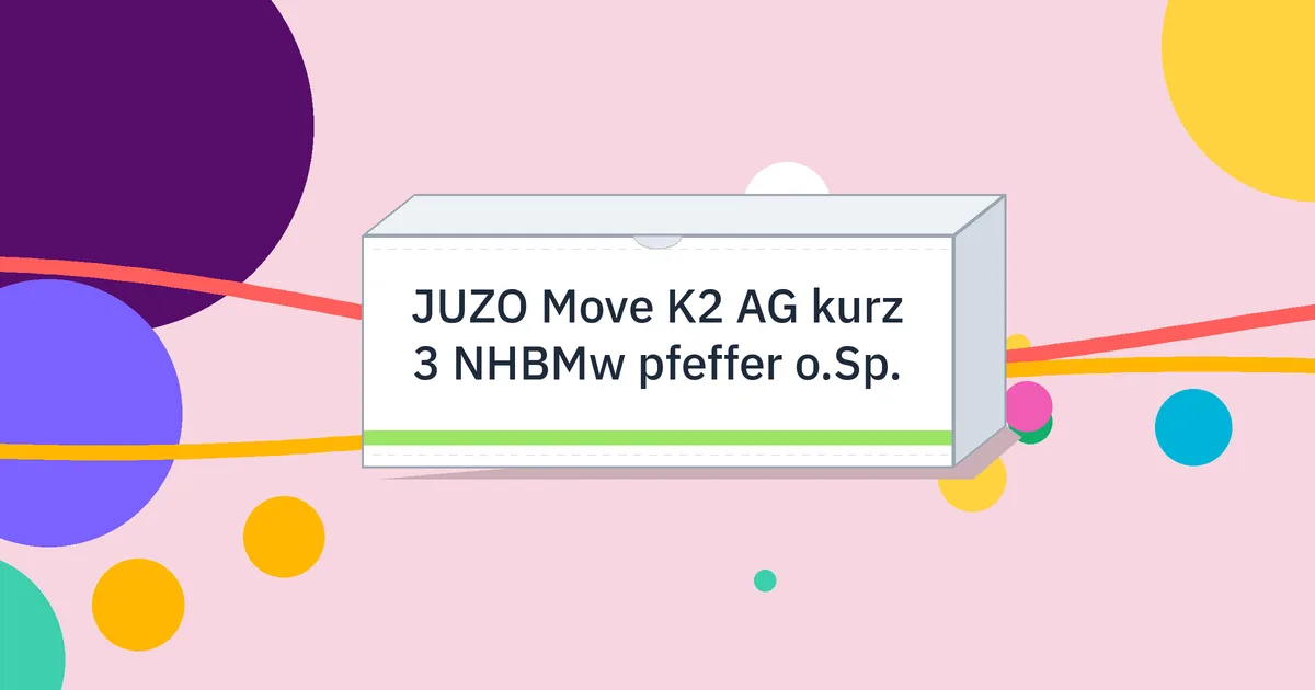 Symbolbild: Packung mit der Aufschrift JUZO Move K2 AG kurz 3 NHBMw pfeffer o.Sp. (PZN 16644627) – Verfügbarkeit und Bezug in Apotheken in Frankfurt am Main