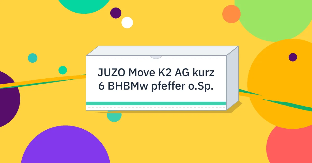 Symbolbild: Packung mit der Aufschrift JUZO Move K2 AG kurz 6 BHBMw pfeffer o.Sp. (PZN 16649493) – Verfügbarkeit und Bezug in Apotheken in Frankfurt am Main