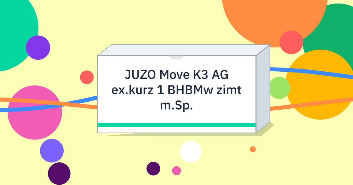 Symbolbild: Packung mit der Aufschrift JUZO Move K3 AG ex.kurz 1 BHBMw zimt m.Sp. (PZN 18584160) – Verfügbarkeit und Bezug in Apotheken in Frankfurt am Main