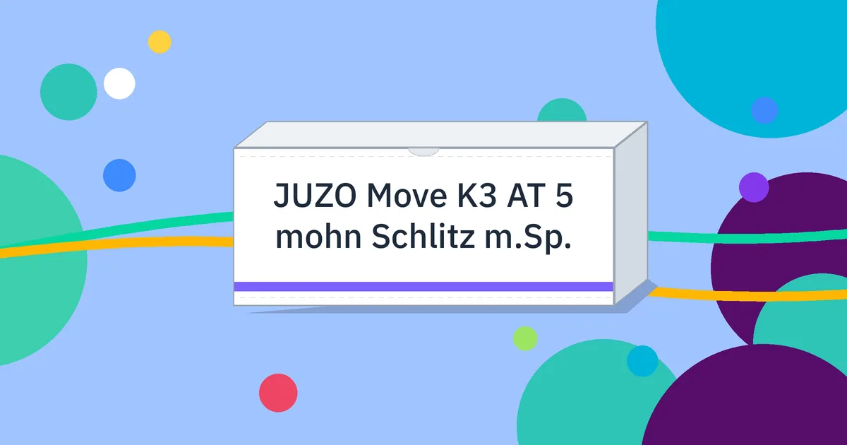 Symbolbild: Packung mit der Aufschrift JUZO Move K3 AT 5 mohn Schlitz m.Sp. (PZN 20678187) – Verfügbarkeit und Bezug in Apotheken in Frankfurt am Main