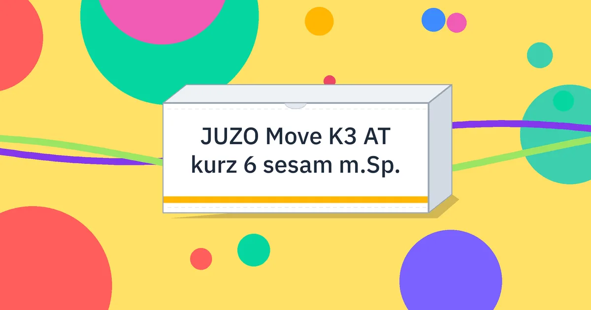 Symbolbild: Packung mit der Aufschrift JUZO Move K3 AT kurz 6 sesam m.Sp. (PZN 20683159) – Verfügbarkeit und Bezug in Apotheken in Frankfurt am Main