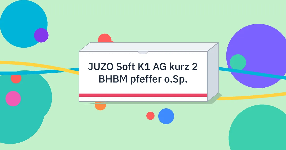 Symbolbild: Packung mit der Aufschrift JUZO Soft K1 AG kurz 2 BHBM pfeffer o.Sp. (PZN 14857425) – Verfügbarkeit und Bezug in Apotheken in Frankfurt am Main