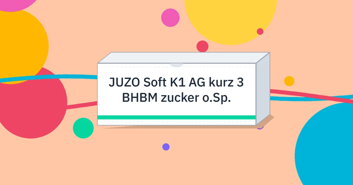 Symbolbild: Packung mit der Aufschrift JUZO Soft K1 AG kurz 3 BHBM zucker o.Sp. (PZN 14857371) – Verfügbarkeit und Bezug in Apotheken in Frankfurt am Main