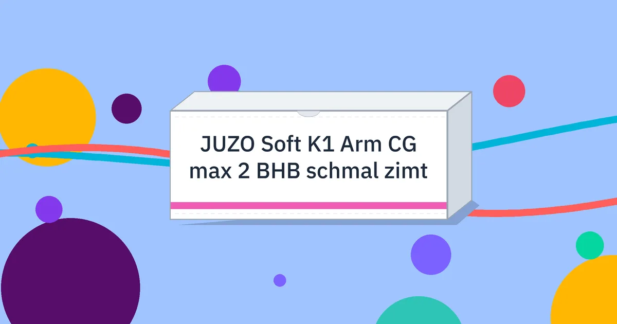 Symbolbild: Packung mit der Aufschrift JUZO Soft K1 Arm CG max 2 BHB schmal zimt (PZN 15509471) – Verfügbarkeit und Bezug in Apotheken in Frankfurt am Main