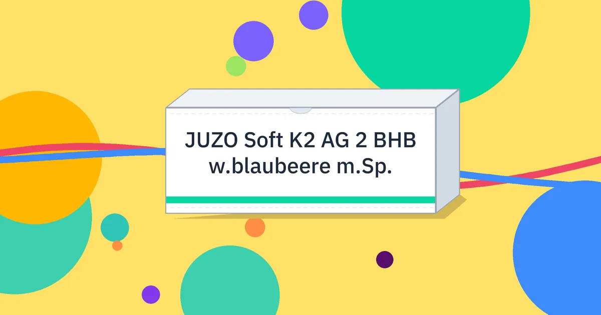 Symbolbild: Packung mit der Aufschrift JUZO Soft K2 AG 2 BHB w.blaubeere m.Sp. (PZN 14840850) – Verfügbarkeit und Bezug in Apotheken in Frankfurt am Main