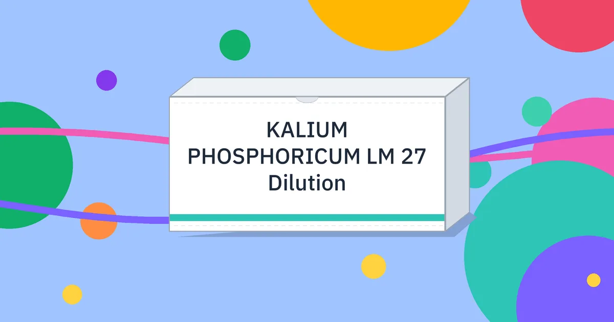 Symbolbild: Packung mit der Aufschrift KALIUM PHOSPHORICUM LM 27 Dilution (PZN 12924732) – Verfügbarkeit und Bezug in Apotheken in Frankfurt am Main