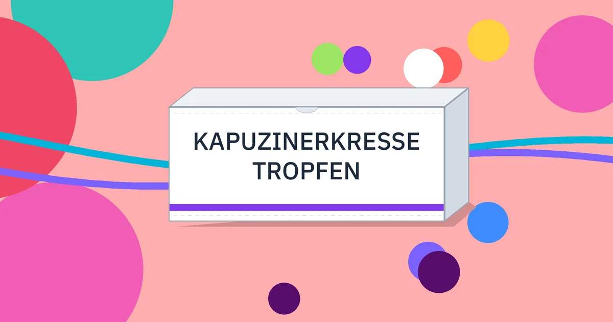 Symbolbild: Packung mit der Aufschrift KAPUZINERKRESSE TROPFEN (PZN 18259388) – Verfügbarkeit und Bezug in Apotheken in Frankfurt am Main