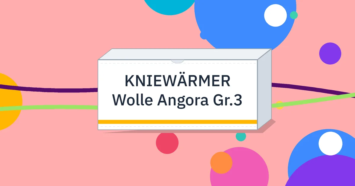 Symbolbild: Packung mit der Aufschrift KNIEWÄRMER Wolle Angora Gr.3 (PZN 02008684) – Verfügbarkeit und Bezug in Apotheken in Frankfurt am Main