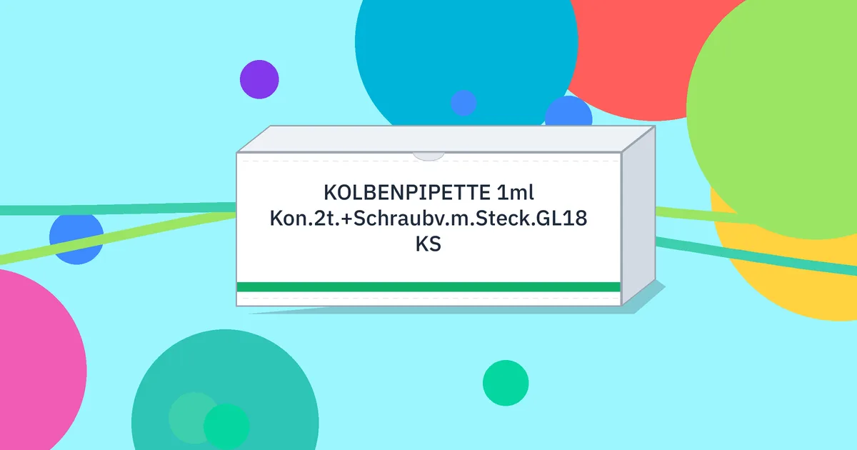 Symbolbild: Packung mit der Aufschrift KOLBENPIPETTE 1ml Kon.2t.+Schraubv.m.Steck.GL18 KS (PZN 17543093) – Verfügbarkeit und Bezug in Apotheken in Frankfurt am Main