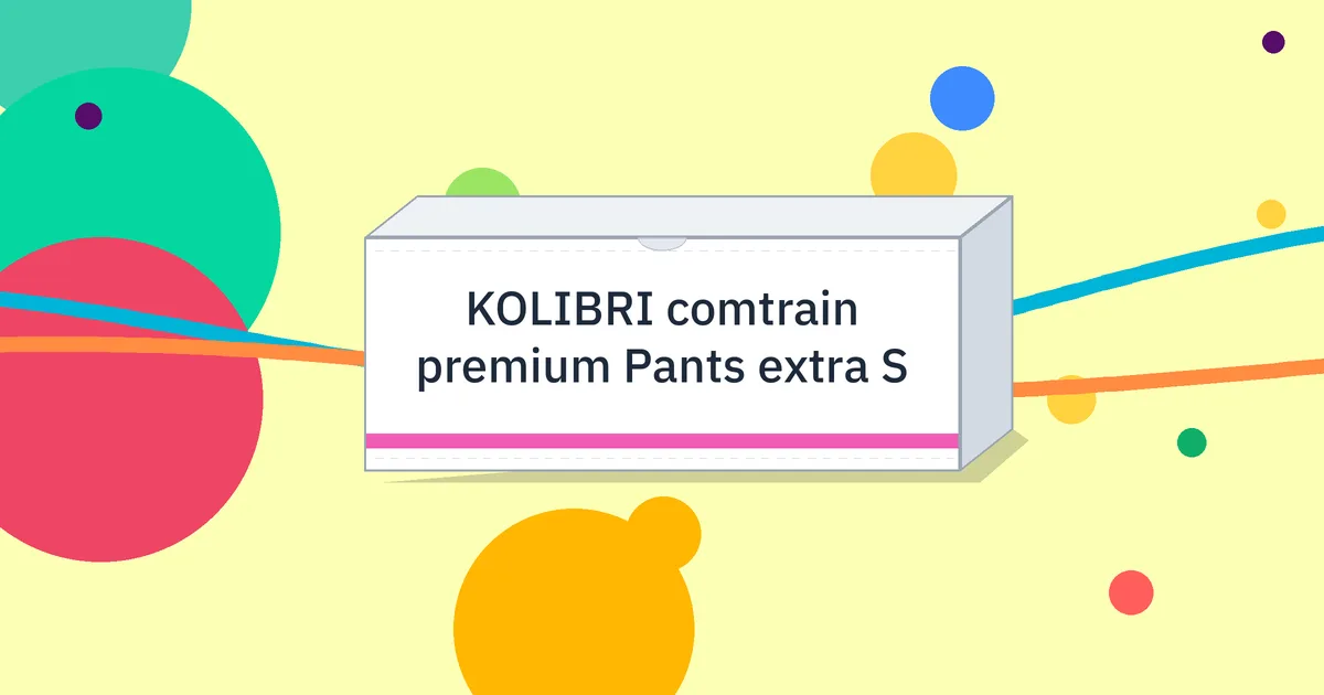 Symbolbild: Packung mit der Aufschrift KOLIBRI comtrain premium Pants extra S (PZN 15427454) – Verfügbarkeit und Bezug in Apotheken in Frankfurt am Main