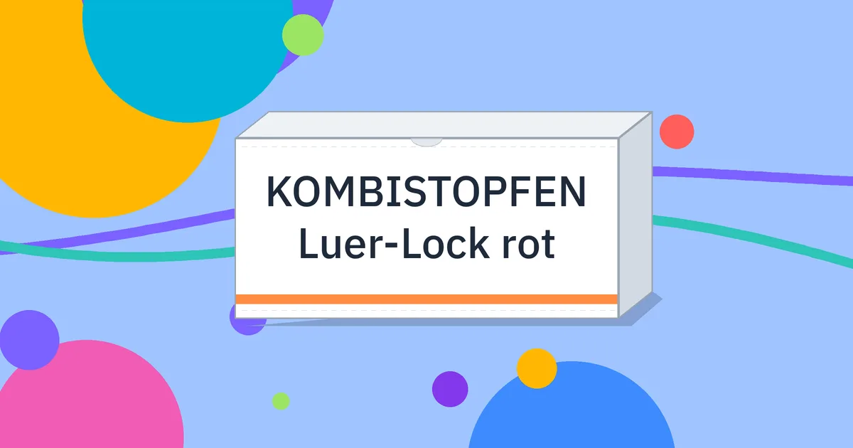 Symbolbild: Packung mit der Aufschrift KOMBISTOPFEN Luer-Lock rot (PZN 03460423) – Verfügbarkeit und Bezug in Apotheken in Frankfurt am Main