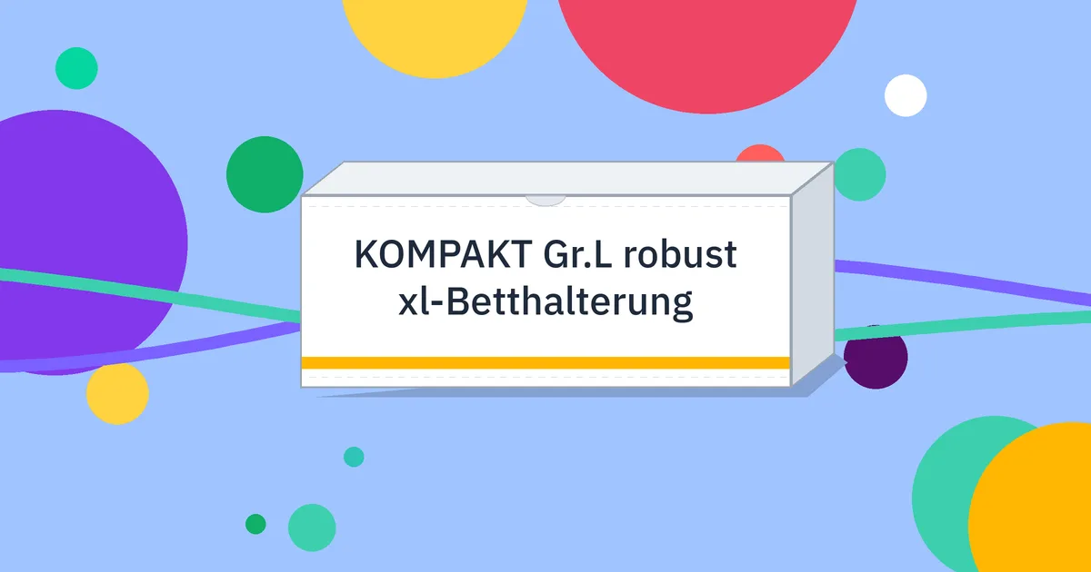 Symbolbild: Packung mit der Aufschrift KOMPAKT Gr.L robust xl-Betthalterung (PZN 11576890) – Verfügbarkeit und Bezug in Apotheken in Frankfurt am Main