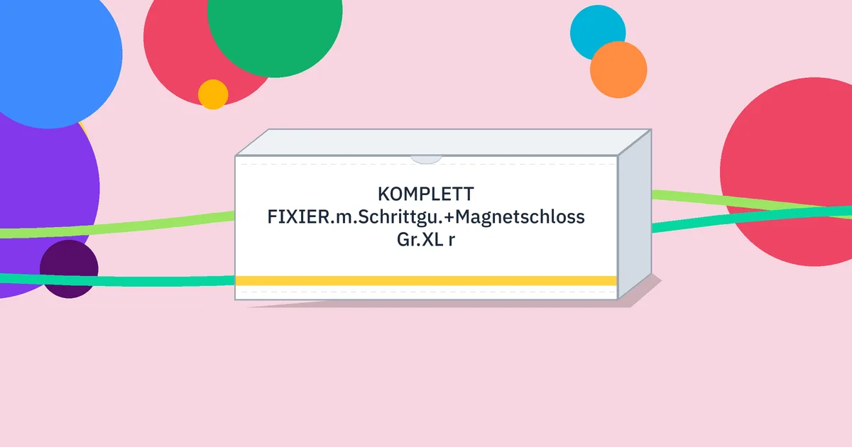 Symbolbild: Packung mit der Aufschrift KOMPLETT FIXIER.m.Schrittgu.+Magnetschloss Gr.XL r (PZN 16014286) – Verfügbarkeit und Bezug in Apotheken in Frankfurt am Main